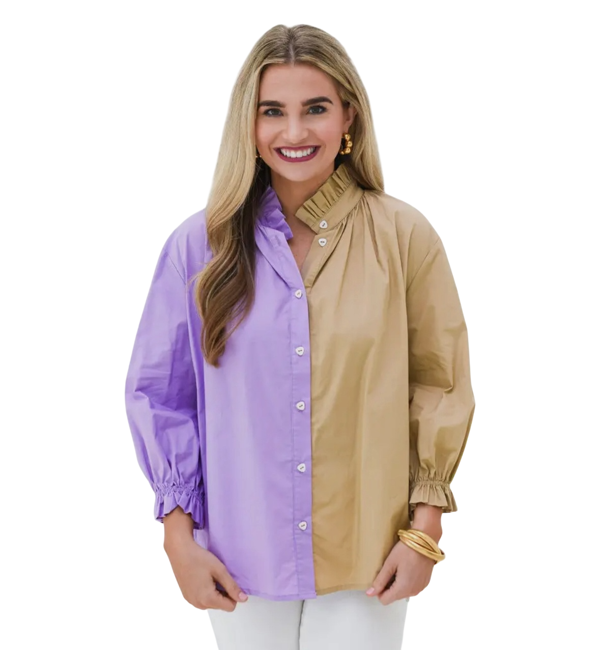 Kelsey Contrast Top - Lavender/Khaki – Tyler + Tate